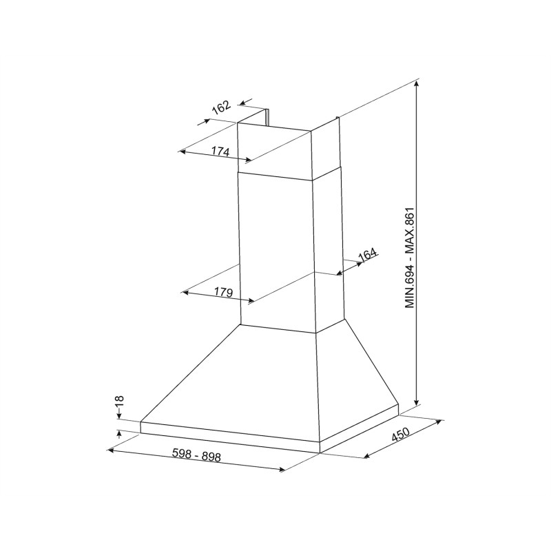 SMEG KDE600EX CAPPA A PARETE ASPIRANTE 60CM IN ACCIAIO INOX CLASSE D