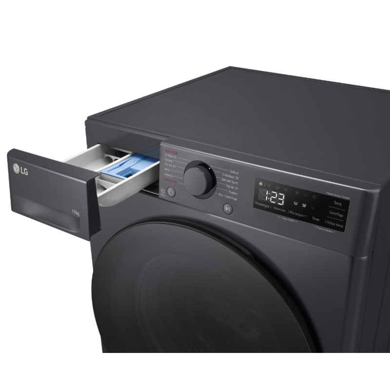 OFFERTA ELETTROVILLAGE | LG F4R5011TSMB LAVATRICE 11KG 1400 GIRI INVERTER AI DD VAPORE CLASSE A NERO